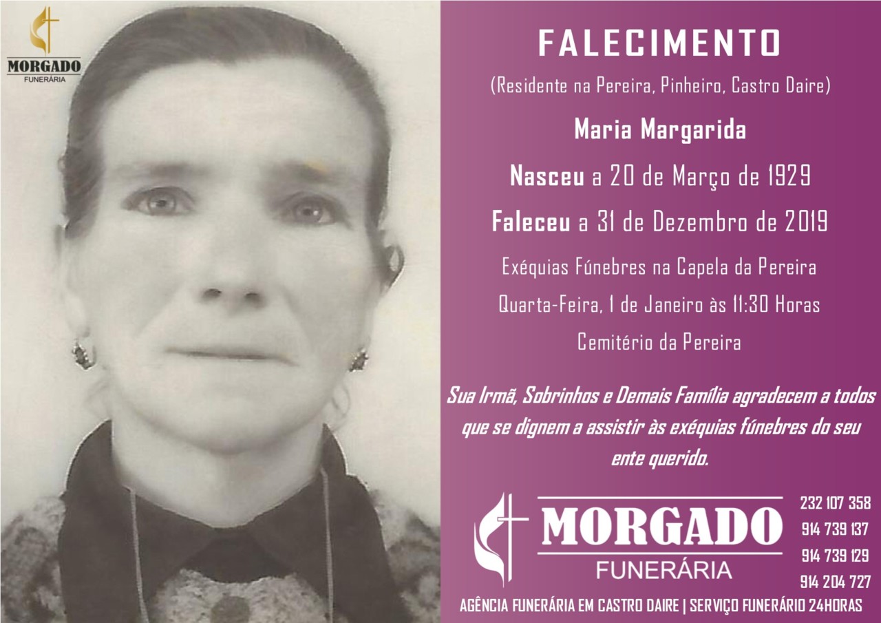 FALECEU a Sra. Maria Margarida com 90 Anos (Pereira, Pinheiro, Castro ...